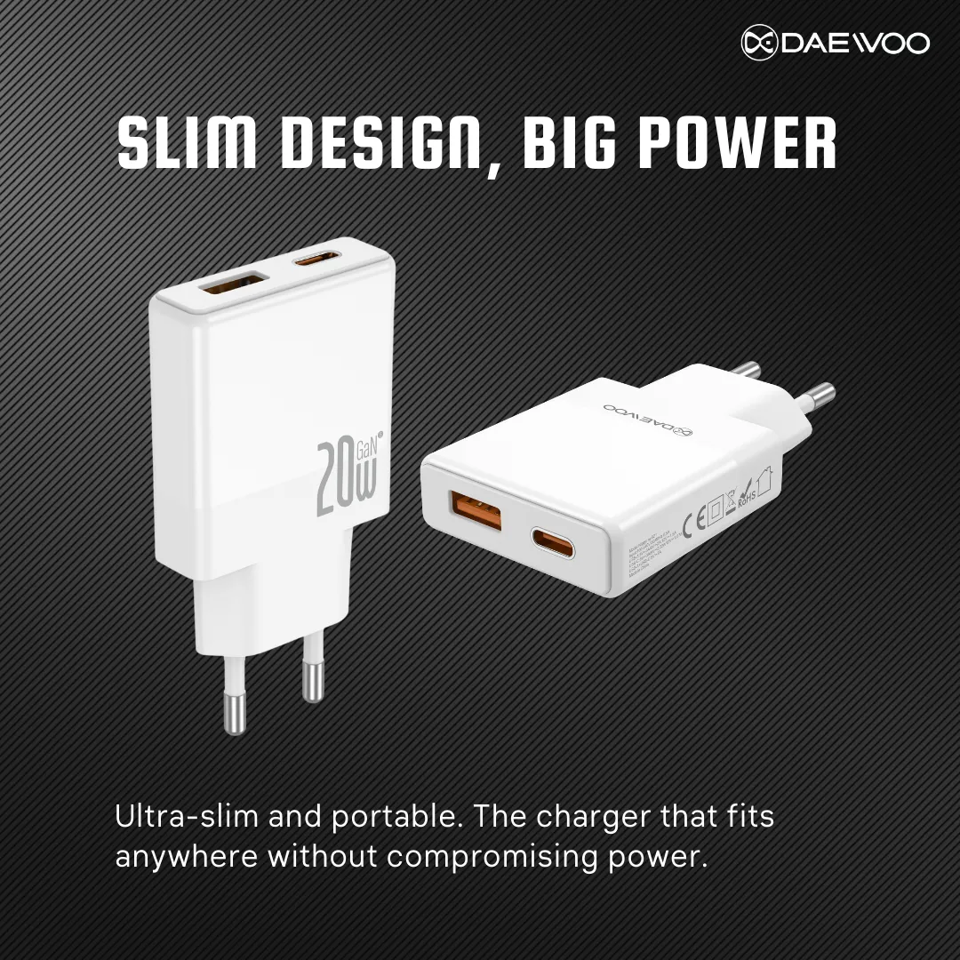 Daewoo Voltx20 Ultra-slim Fast Charger 20w Super Fast Charging | Jeevee