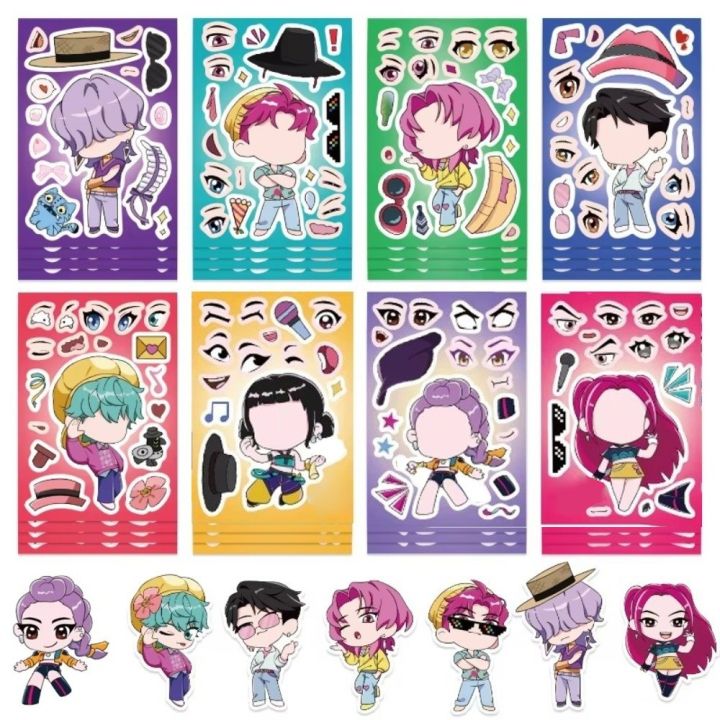 8 Sheets Funny 8Sheets KPop Demon Hunters Stickers Anime Graffiti Mira ...