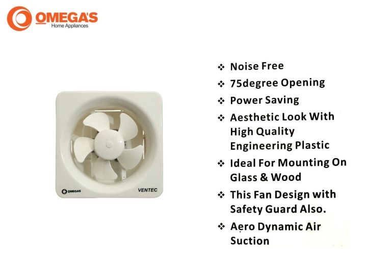 White (200 mm) Omega's Exhaust Fan 8 inch | for Bathroom, Office ...