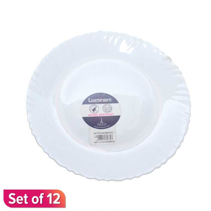 White Plain Luminarc Plate - 10.5", Set Of 12 | Daraz.com.np