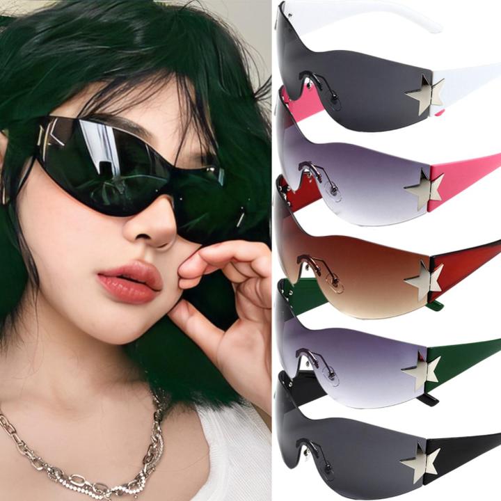Punk Sunglasses Goggle New Y2k Luxury Sun Glasses Shades Eyewear UV400 Five Star Glasses Sports ...
