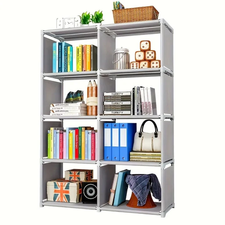 8-Tier Metal Bookshelf | Durable, Waterproof Storage for Bedroom ...