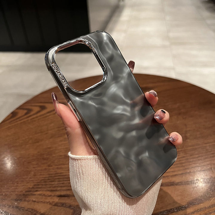 Luxury Fashion Silver Tin Foil Pleats Phone Case For iPhone 15 13 14 11 ...