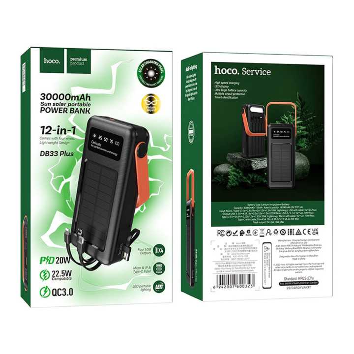 HOCO DB33 Plus Rising 22.5W+PD20W Sun Solar Portable Power Bank ...