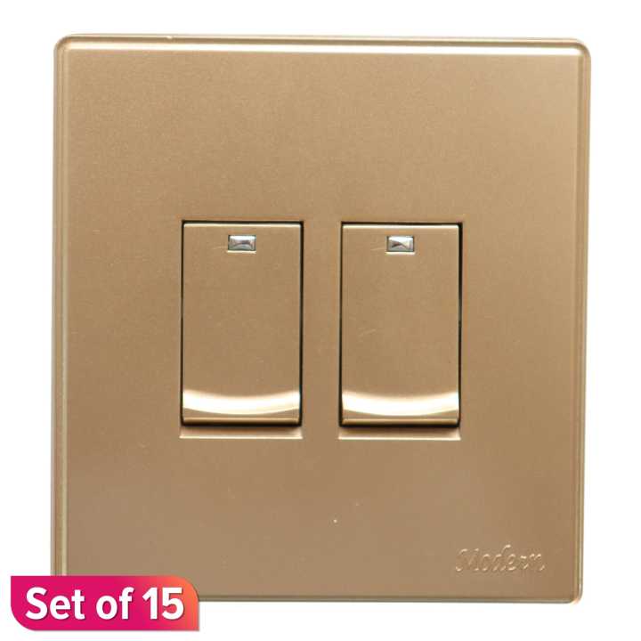 Golden Modern 2 Gang Switch Set of 15 | Daraz.com.np