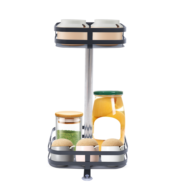 Detachable 2 Layer Kitchen Spice Storage Racks 360 degree Rotating ...