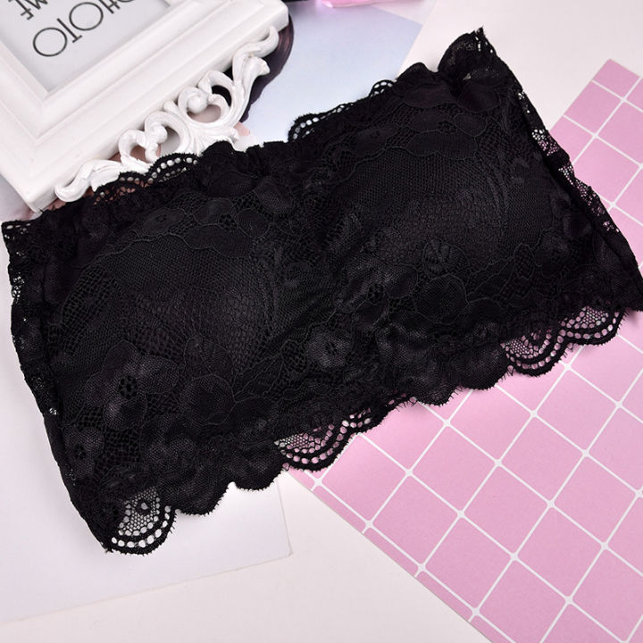 Lace sexy bandeau underwear ladies anti-walking light gathered base ...