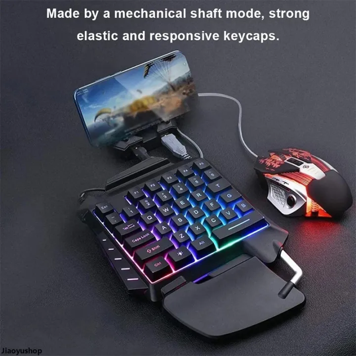 MengsanSpecial 1pc One-Handed Gaming Keyboard RGB Backlit Portable Mini ...