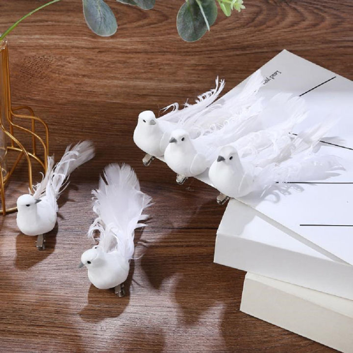 White Birds Artificial Foam Feather Doves Craft Birds Mini Decorative ...