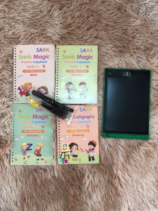 4 pcs Sank Magic Practice Copy Book For Math,Number,Alphabet &Drawing ...
