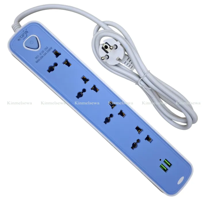 Urja K38-2M 4 Port Universal Power Strip Extension Cord with 2 USB ...