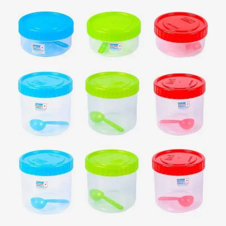 Bagmati Set Of 09 Plain Small & Medium Plastic Utility Containers With ...