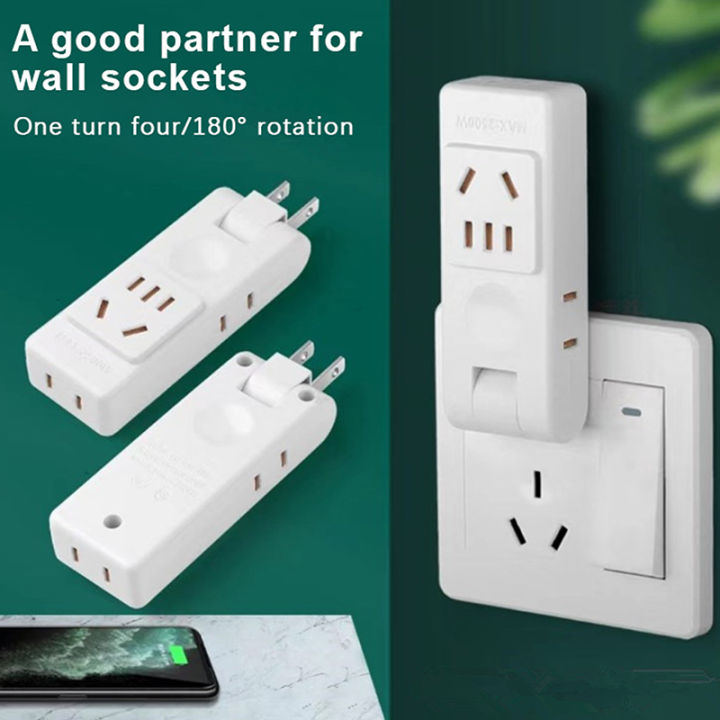 4 In 1 US Electrical Socket Rotation Plug Adapter Wall Outlet Extension ...
