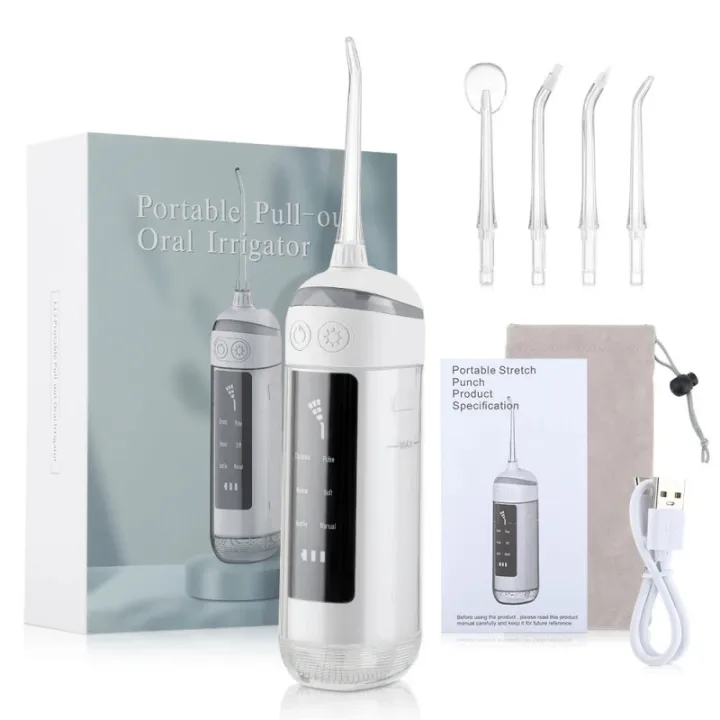 Oral Irrigator 6 Mode Portable Tooth Cleaning Telescopic Water Floss ...