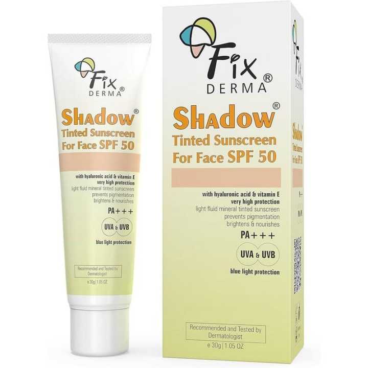 Fix derma Shadow Tinted Sunscreen SPF 50 | Sunscreen with Vitamin E ...