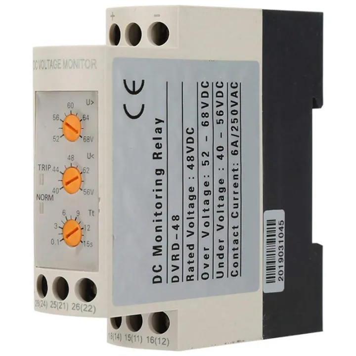 Overvoltage and Undervoltage Protector DC 48V Relay 35mm Rail with LED ...