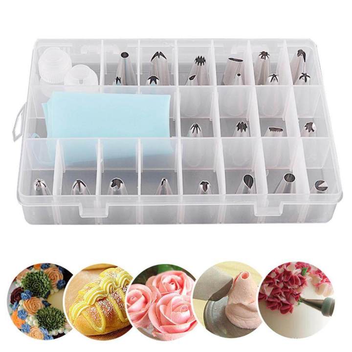 27pcs Stainless Steel Cake Puff Decorating Icing Nozzles Piping Tips ...