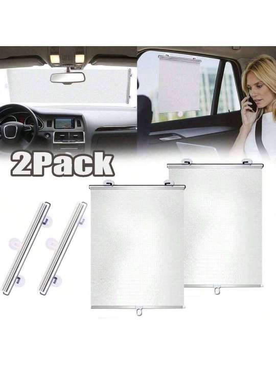 2 Pack Car Side Windows With 6 Clear Suction Cup Retractable Sun Shade ...