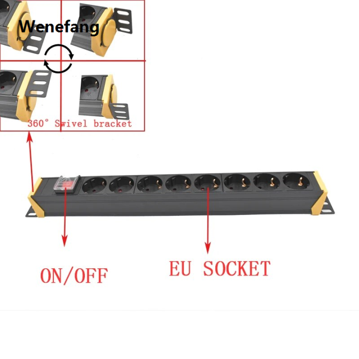 Wenefang PDU Power Strip Network Cabinet Plug Socket 2-11 Way 16A EU Outlet Socket 2m Extension ...