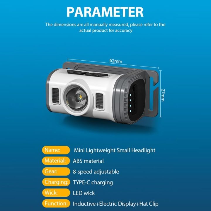 LED Headlamp Flashlight Rechargeable Red and Blue Warning Headlight ...