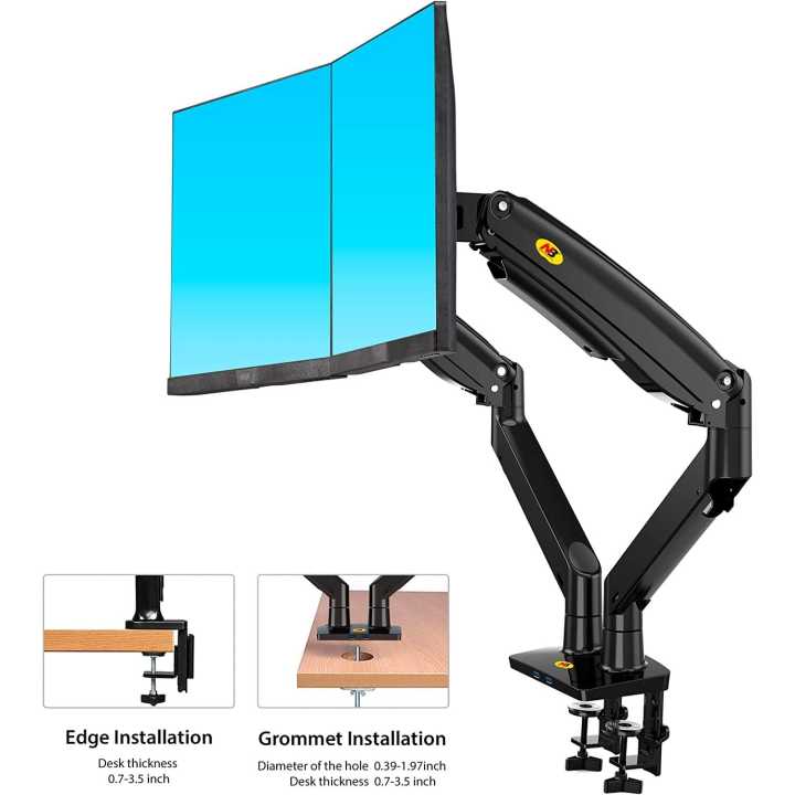 Dual Monitor Desk Mount Stand Full Motion Swivel Computer Monitor Arm ...