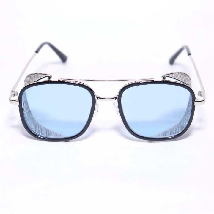 Silver Frame Blue Lens Sunglasses For Men | Daraz.com.np