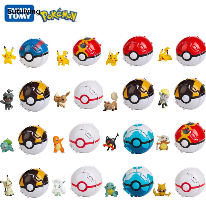 Sutuiying 20 Styles Pokemon Elf Ball Anime Figure Pikachu Charmander ...