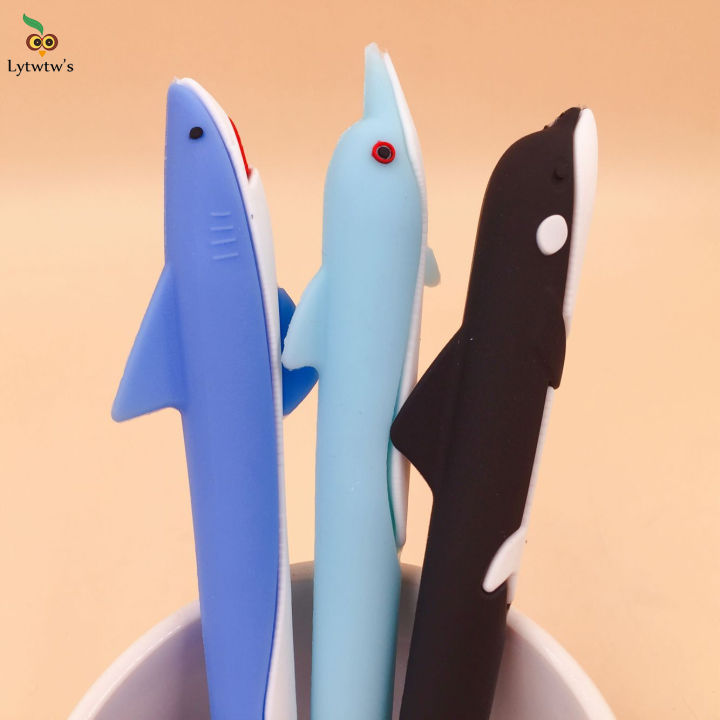 3 Pcs Fish Shark Soft Silicone Cute Stationery Gel Pen Creative Sweet ...