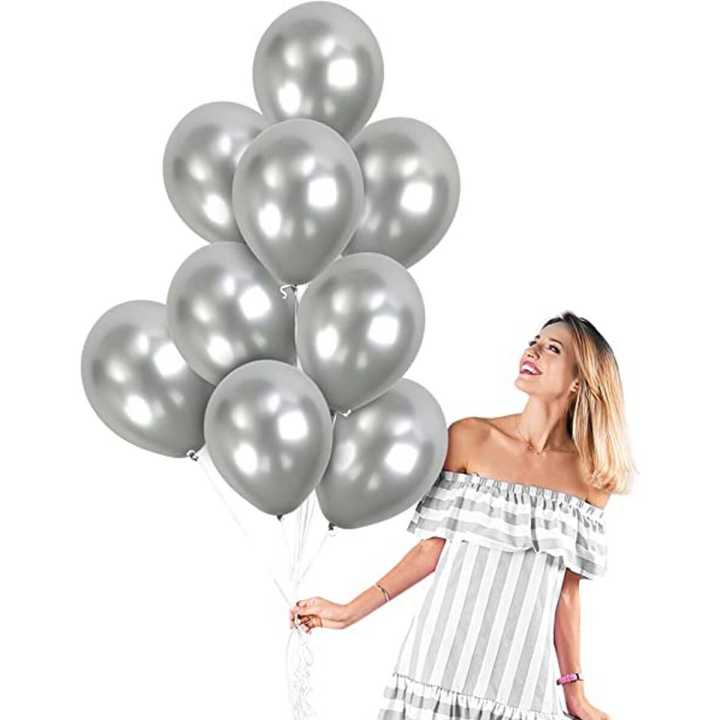 12 Inch Metallic Silver Balloons - 20 Pcs | Daraz.com.np