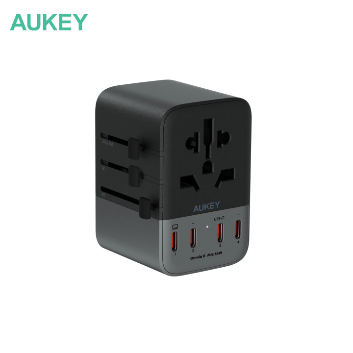 AUKEY Travel Mate 65W GaN Universal Adapter with USB Ports PA-TA08A ...