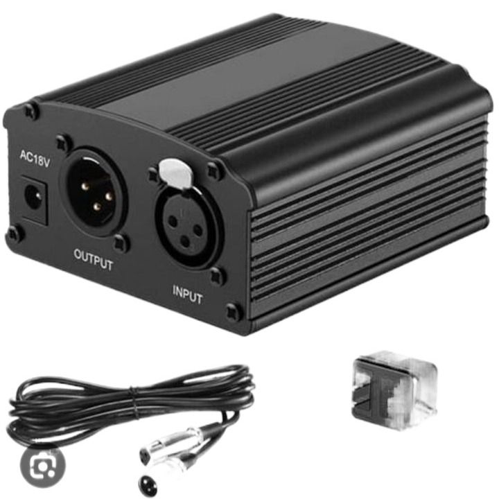 48v Phantom Power Supply With 10 Ft Xlr Cable And Adapter For Any