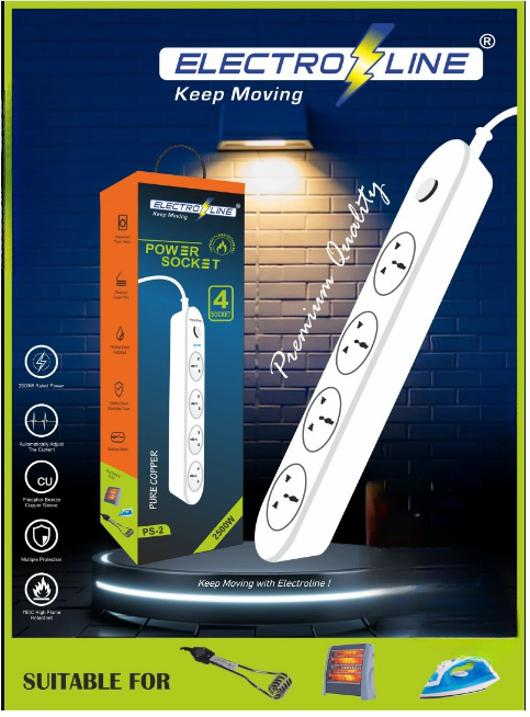Electroline Pure Copper Multi Plug Power Socket 4 port | Daraz.com.np