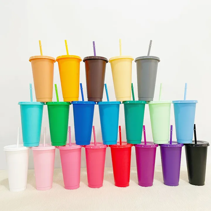 Reusable Drinkware With Straws,Lid Flash Powder Water Bottle Plastic ...