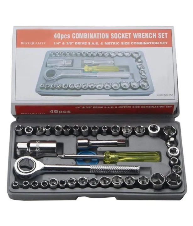 40 In 1 Wrench Tool Kit With Screwdriver And Socket Tool Box Set ...