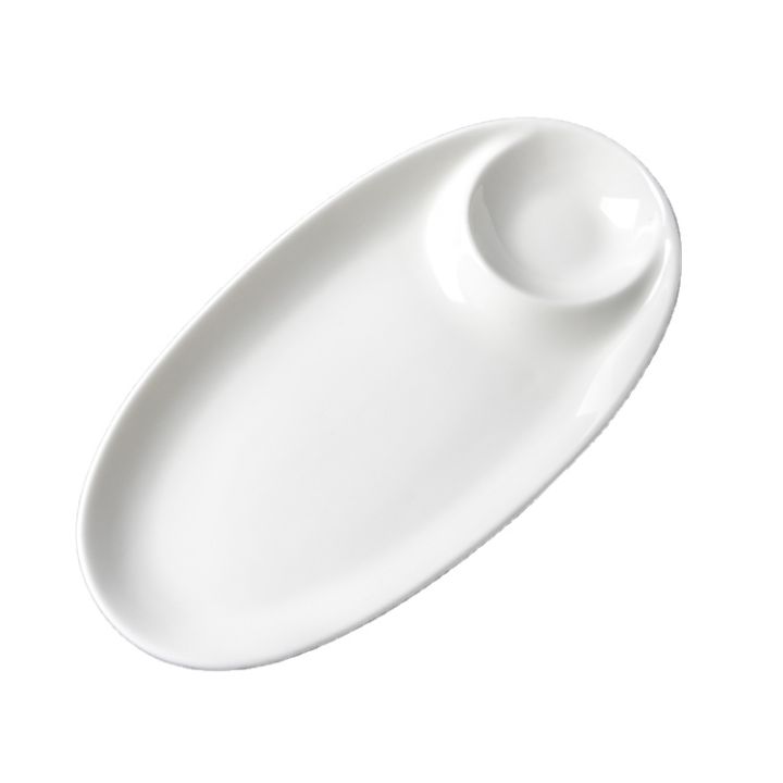 White Oval High Grade Melamine Momo Plate With Side Sauce Bowl | Daraz ...