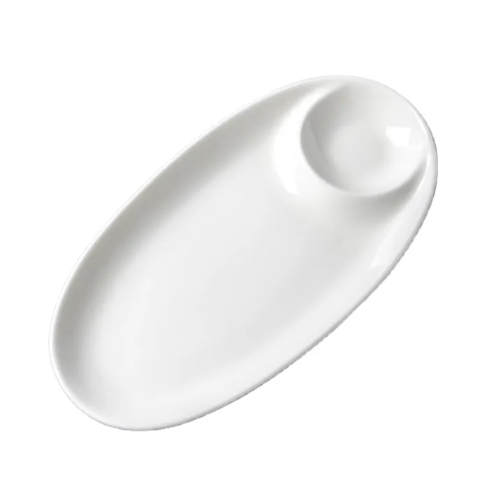 White Oval High Grade Melamine Momo Plate With Side Sauce Bowl | Daraz ...