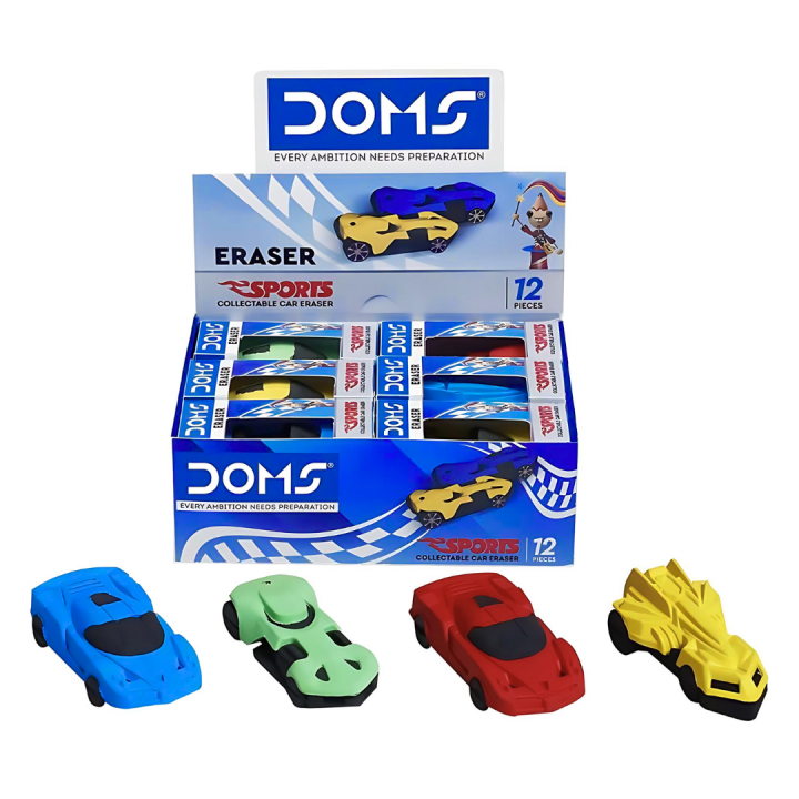 Doms Sports Car Shaped Eraser | Multicolor | Ergonomic Shaped Mini ...
