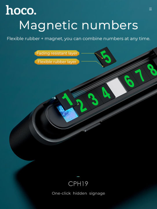 HOCO CPH19 One-click Hidden Signage Car Temporary Parking Card Phone ...