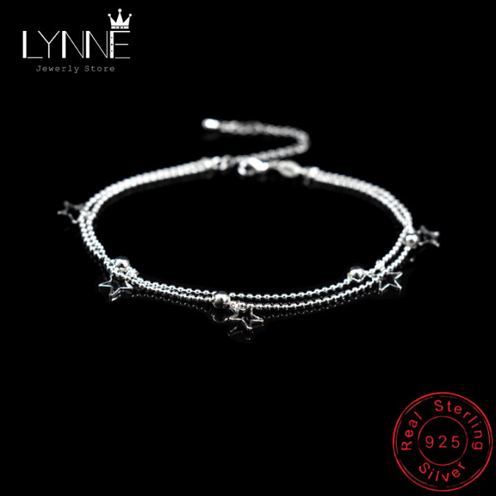 Renyuan New Fashion 925 Sterling Silver Star Pendants Anklets Ladies Jewelry Original Double ...