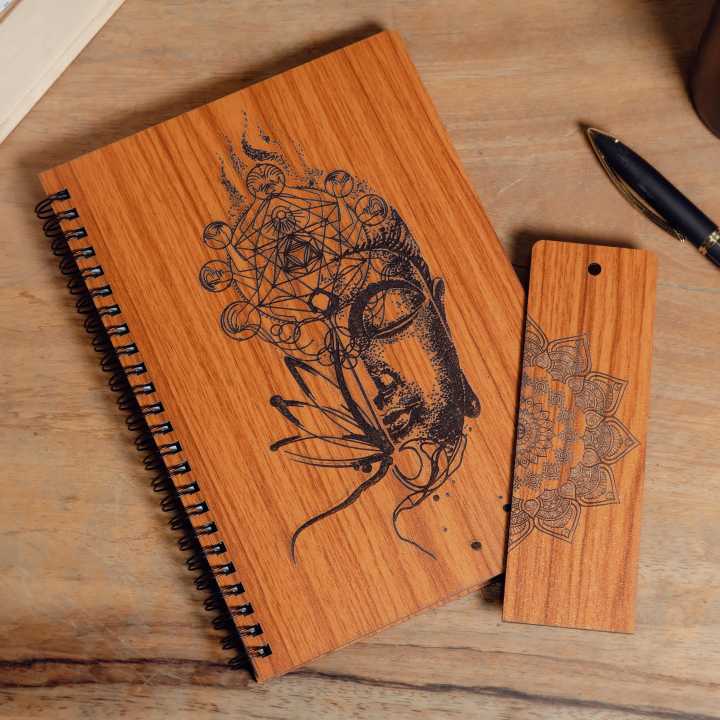 Masta Kala Buddha Engraved A5 Wooden Notebook 100 pages | Daraz.com.np