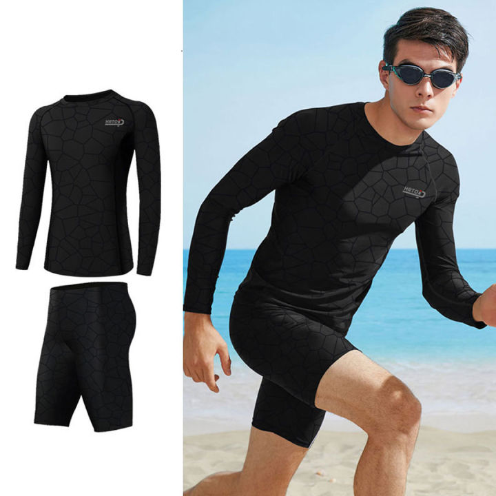 Men's 2 Pc Black Quick Dry Full Sleeve Swimwear | Daraz.com.np