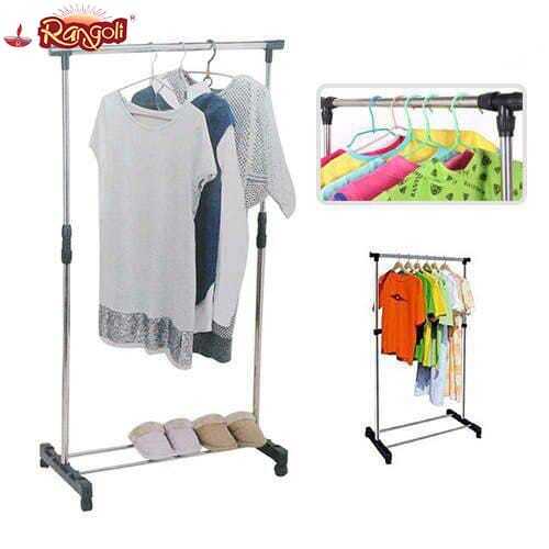 Adjustable Single Pole Telescopic Stainless Steel Clothes Rack | Daraz ...