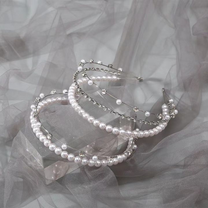 Diamond pearl Dongdaemun headband women's Korean high-end double-layer ...