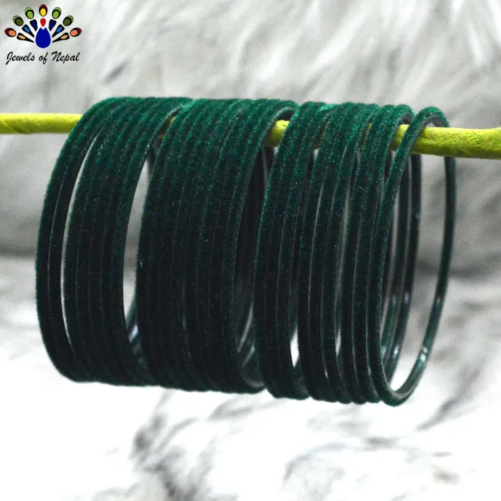 Green Velvet Bangles / Chura / Churi For Women- 2 dozens (24pcs) Jewels ...