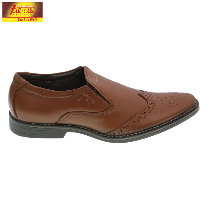 Fitrite Tan Leather Slip On Shoes For Men (4620) | Daraz.com.np