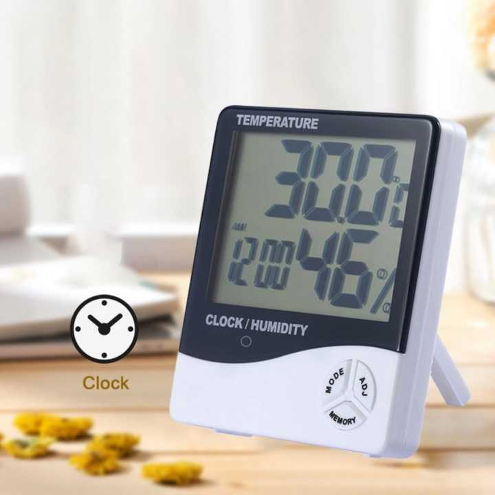 Digital Indoor Clock/ Humidity Hygrometer Thermometer Humidity Meter ...