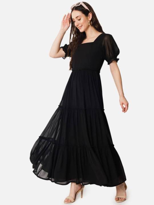 The Atom International Solid Georgette Stitched Anarkali Gown | Daraz ...