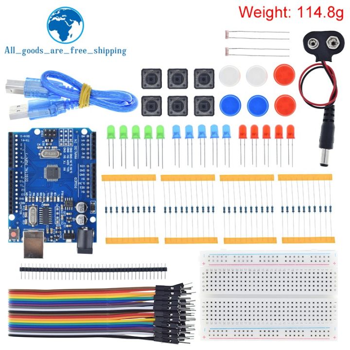 TZT Starter Kit For UNO R3 Mini Breadboard LED Jumper Wire Button For ...