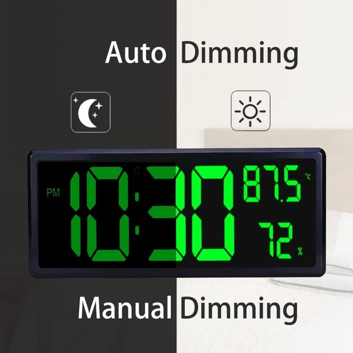 Large Digital LED Wall Clock Digital Clock Display With Temperature And ...