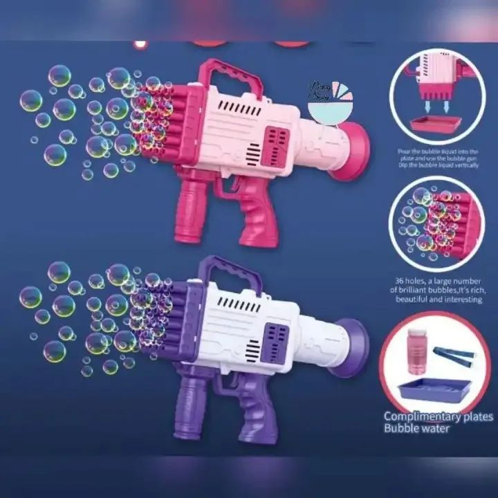 36 Hole Bazooka Bubble Blower Gun Toy With Light And Fan, Strong Wind ...